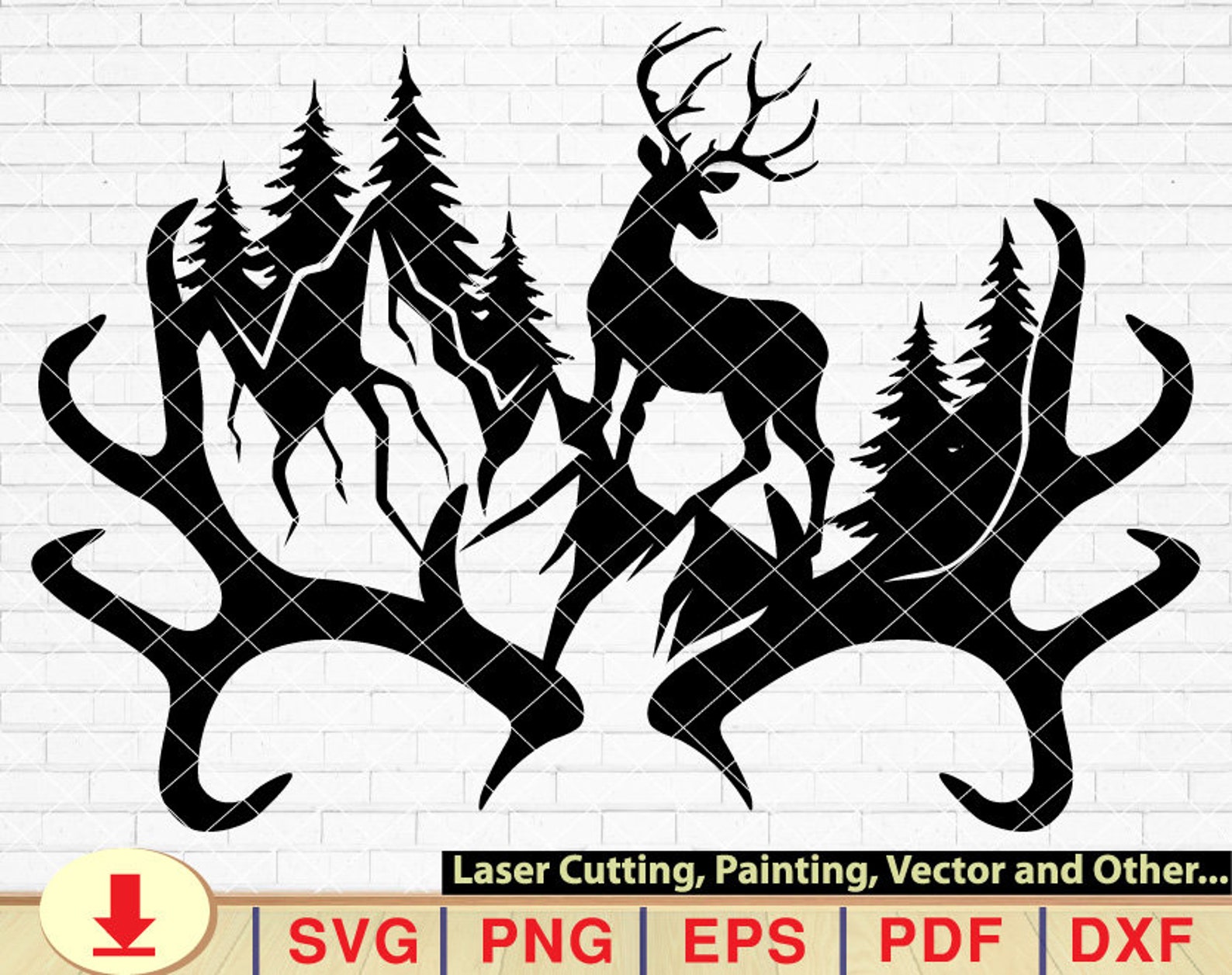Elk Antler Scene Svg Mountain Scene Svg Bull Elk Svg Elk - Etsy UK