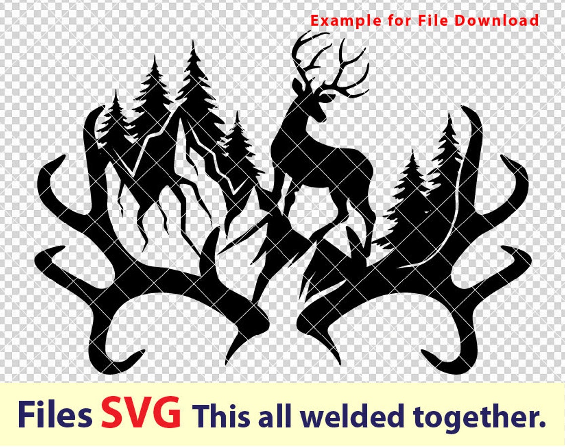Elk Antler Scene Svg Mountain Scene Svg Bull Elk Svg Elk - Etsy