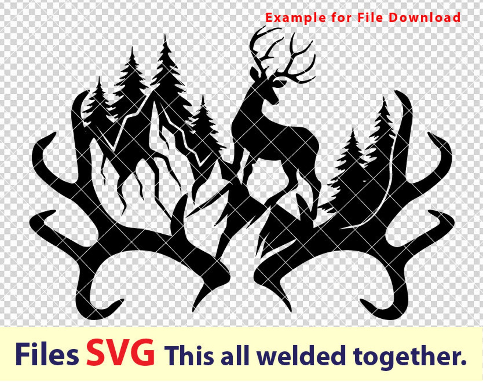 Elk Antler Scene Svg Mountain Scene Svg Bull Elk Svg Elk - Etsy