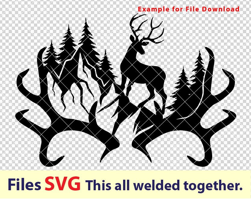 Elk Antler Scene Svg Mountain Scene Svg Bull Elk Svg Elk - Etsy