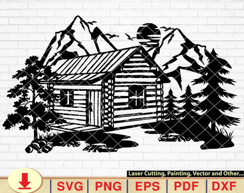 Lake Scene SVG Mountain Forest Scene Svg Cabin Svg Lake - Etsy
