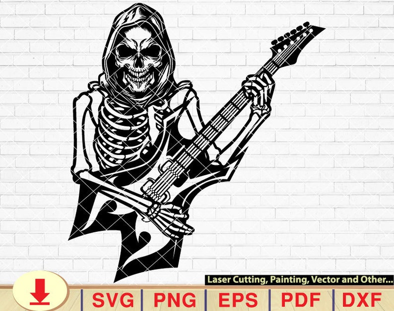 Guitarist Skeleton SVG Guitar Svg Rocker Play Svg Rock - Etsy