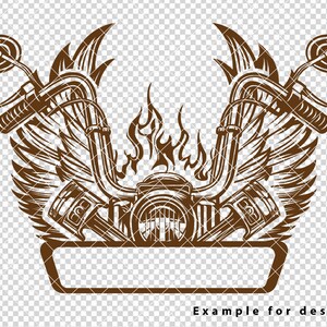 Flaming Motorcycle SVG: Biker Chopper Clipart (digital Files) - Etsy