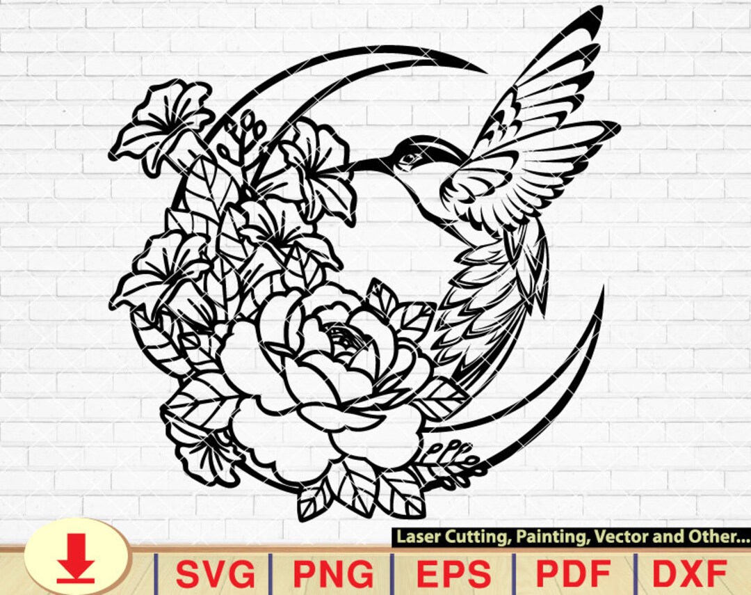 Floral Hummingbird Hummingbird Flowers Svg Hummingbird Svg - Etsy
