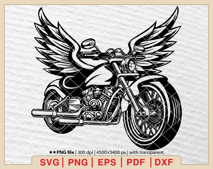 Winged Bike Svg, Motorbyke Png, Motorbike With Wings Svg, Motorcycle ...