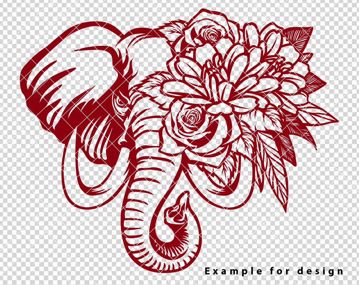 Floral Elephant SVG: Flower Crown Clipart, Zoo Animal Design (digital ...
