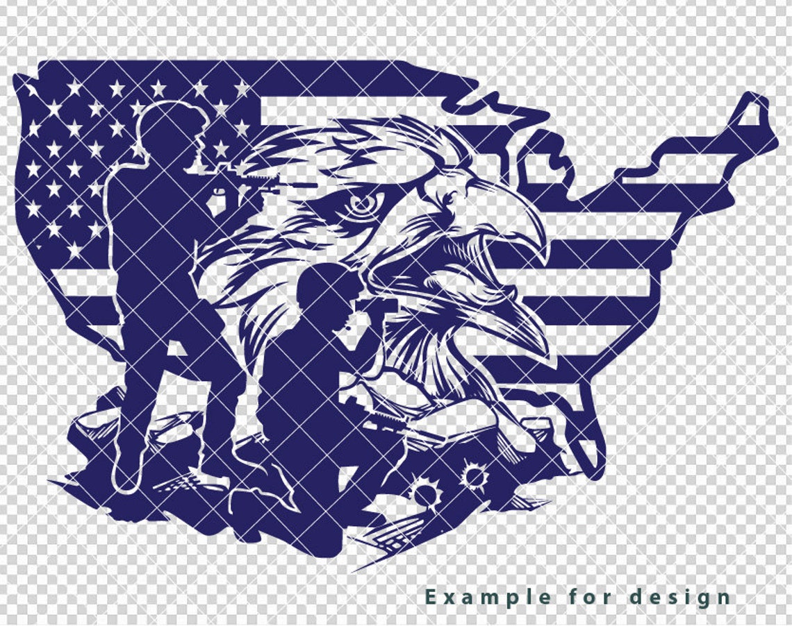 US Patriotic Eagle Soldier Svg Military Eagle Svg American - Etsy