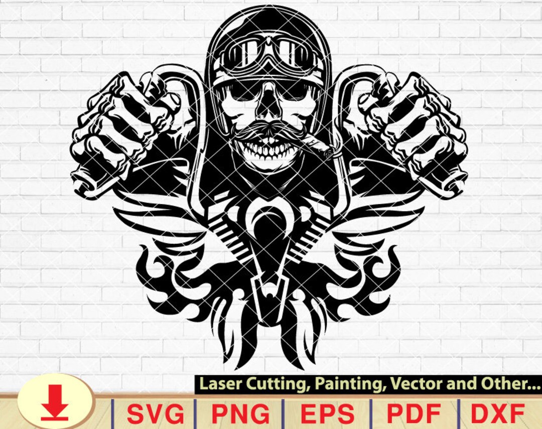 Motorcycle Skull Svg Chopper Svg Motor Biker Svg Biker - Etsy