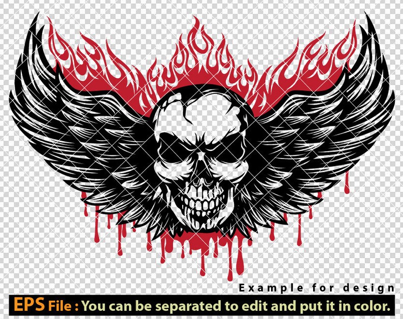 Skull With Wings Svg Winged Skull Svg Skull Svg Skull Head - Etsy