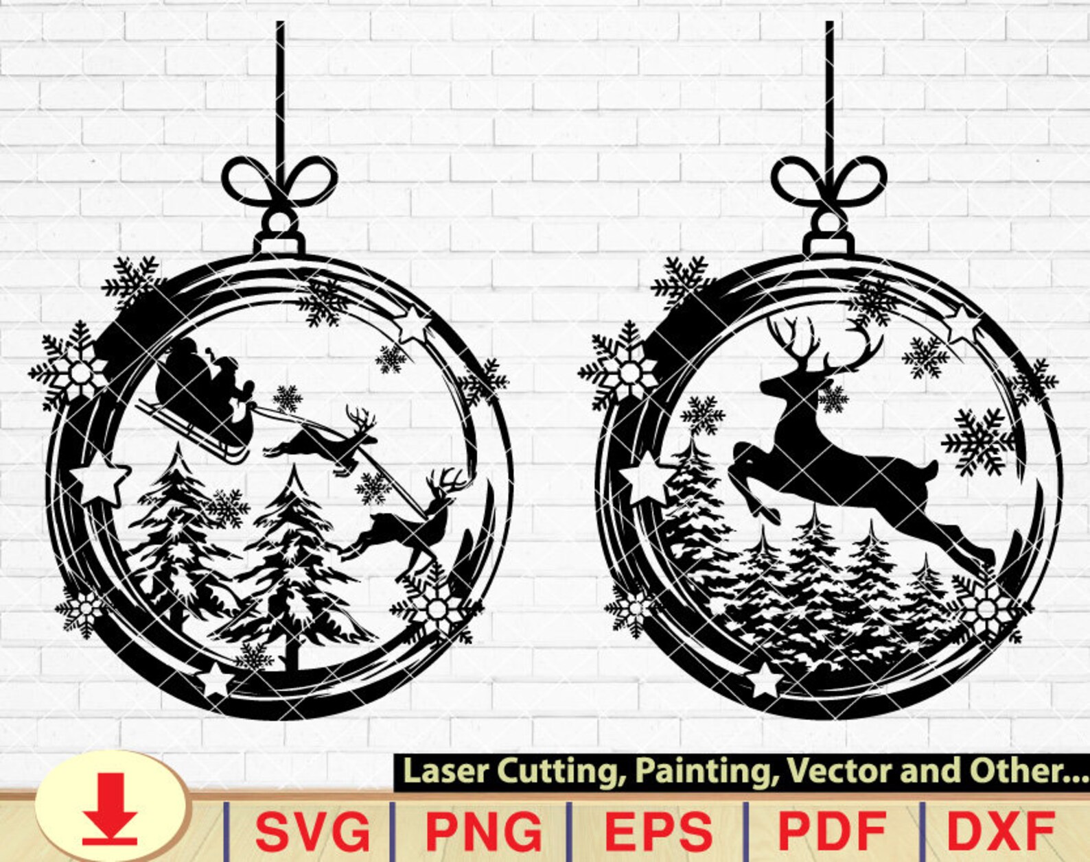 Christmas Scene Svg Winter Scene Svg Deer Scene Svg Santa - Etsy