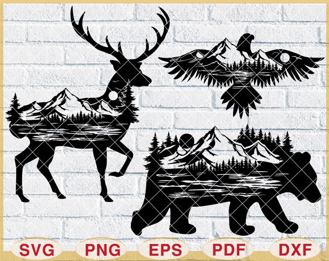 Wildlife Scene Svg Mountain Wreath Svg Deer Scene Svg Eagle - Etsy Canada