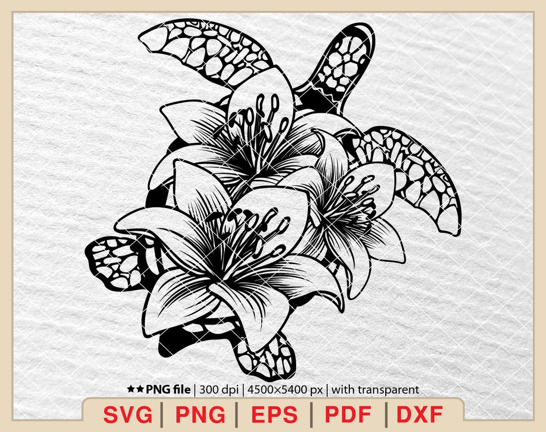 Floral Turtle Svg, Sea Turtle Svg, Turtle With Flower Svg, Ocean Animal ...