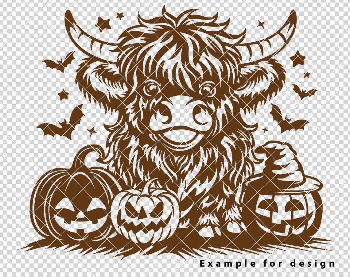 Halloween Highland Cow SVG: Spooky Pumpkin Design (digital Download) - Etsy