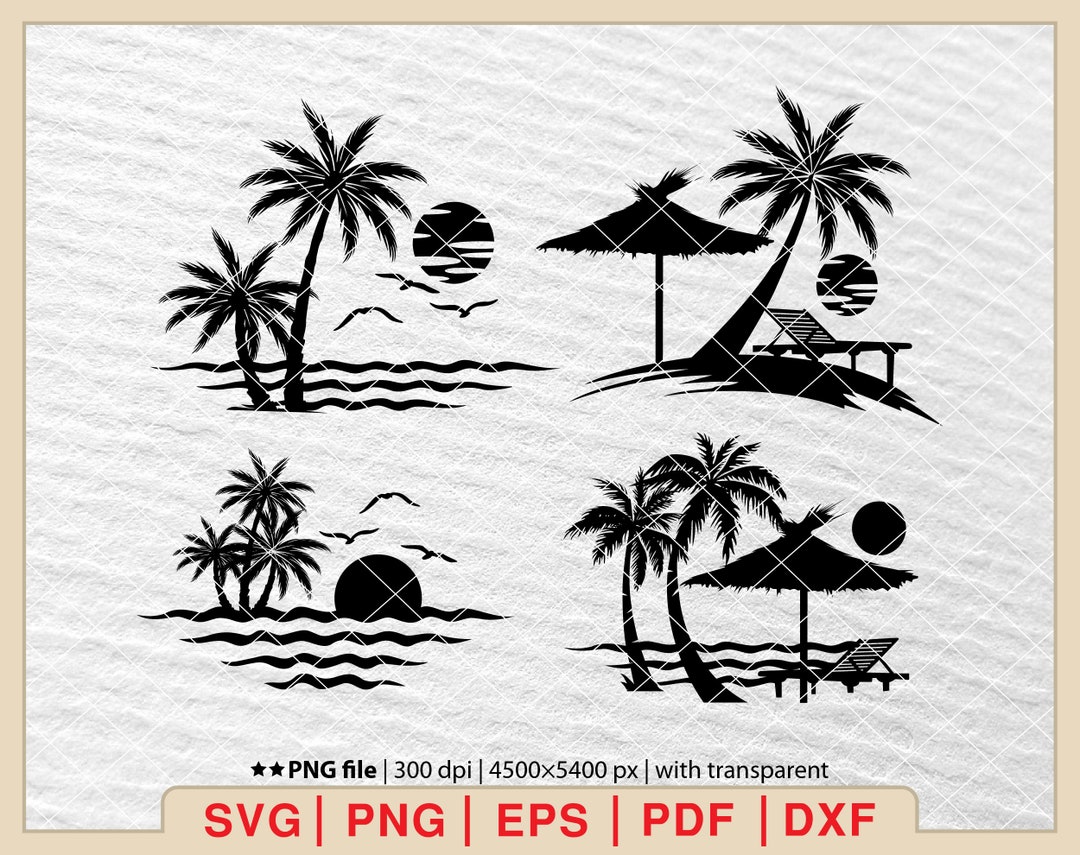 Palm Scene Svg, Sunset Beach Svg, Tropical Svg, Vacation Svg, Beach ...