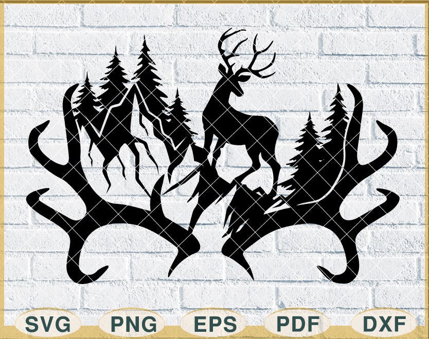 Elk Antler Scene Svg Mountain Scene Svg Bull Elk Svg Elk | Etsy UK