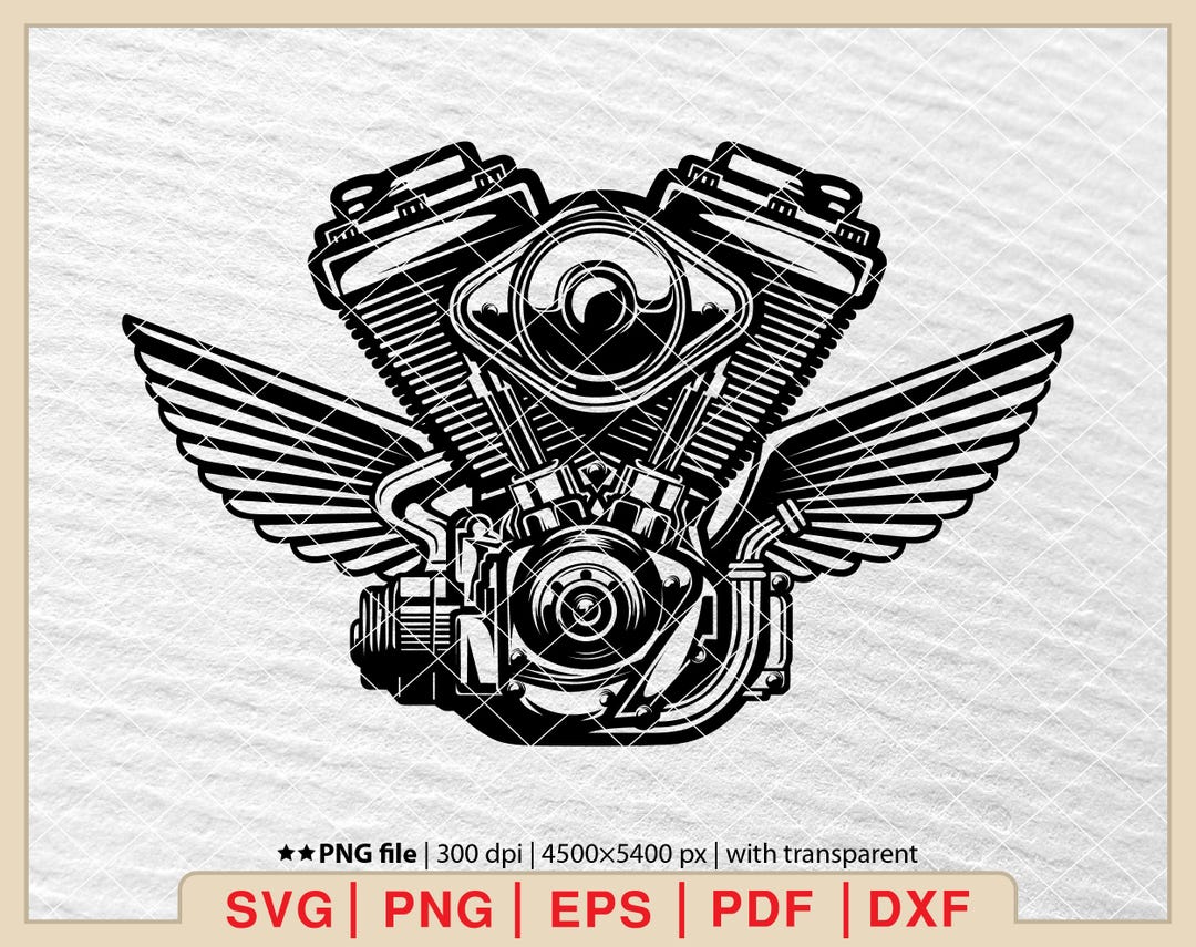 Motorcycle Engine With Wings SVG PNG Files, Repair Tool Svg, Auto ...