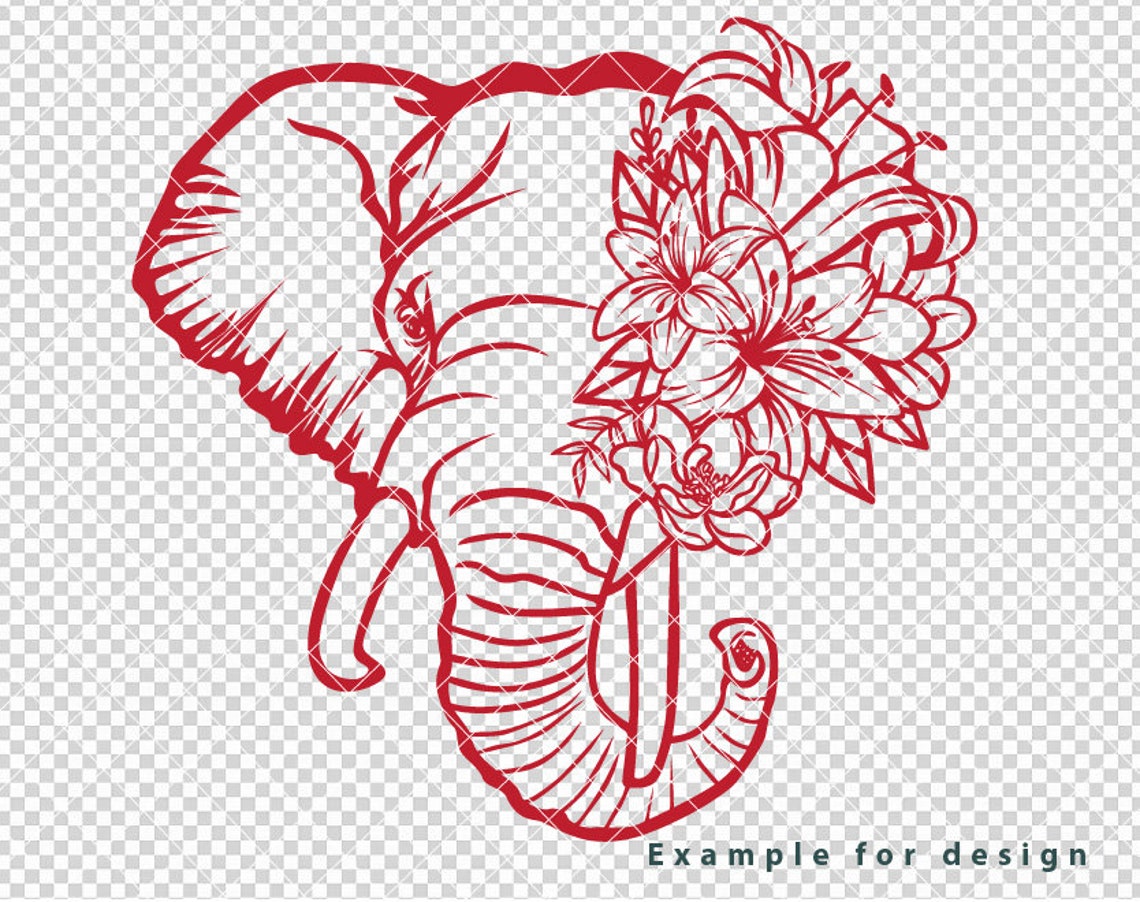 Floral Elephant Svg Flowers Elephant Svg Floral Animal Svg - Etsy