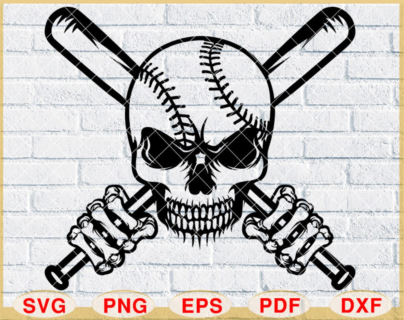 Baseball Skull With Crossed Bats Svg Skull Baseball Svg - Etsy