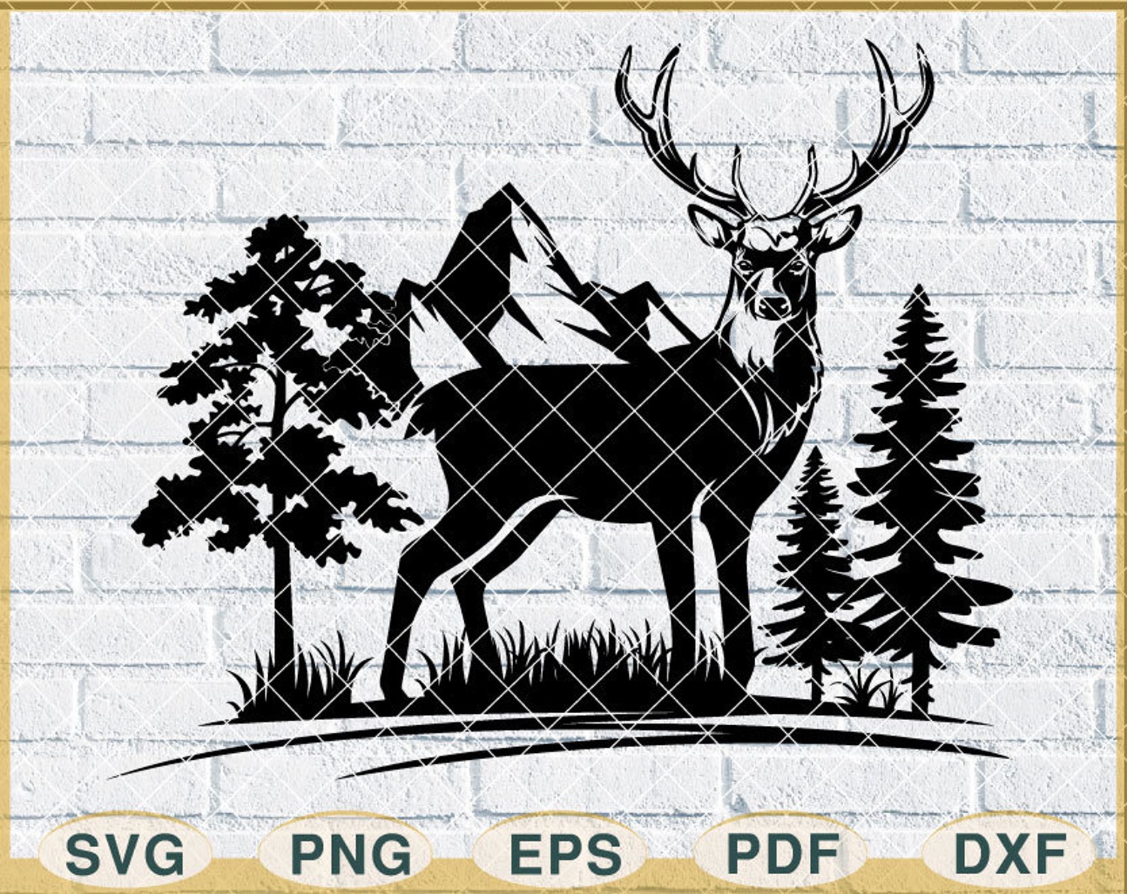 Deer and Mountains Svgdeer Svgwildlife Svgadventure | Etsy
