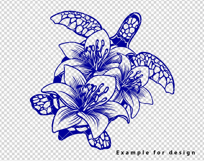 Floral Turtle Svg Sea Turtle Svg Turtle With Flower Svg - Etsy