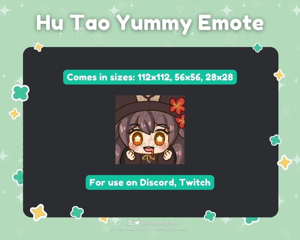 Hu Tao Yummy Cute Genshin Impact Chibi Emotes for Twitch Discord - Etsy