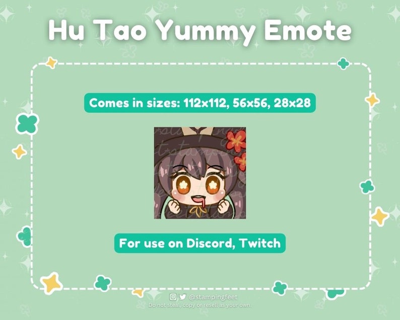 Hu Tao Yummy Cute Genshin Impact Chibi Emotes for Twitch Discord - Etsy