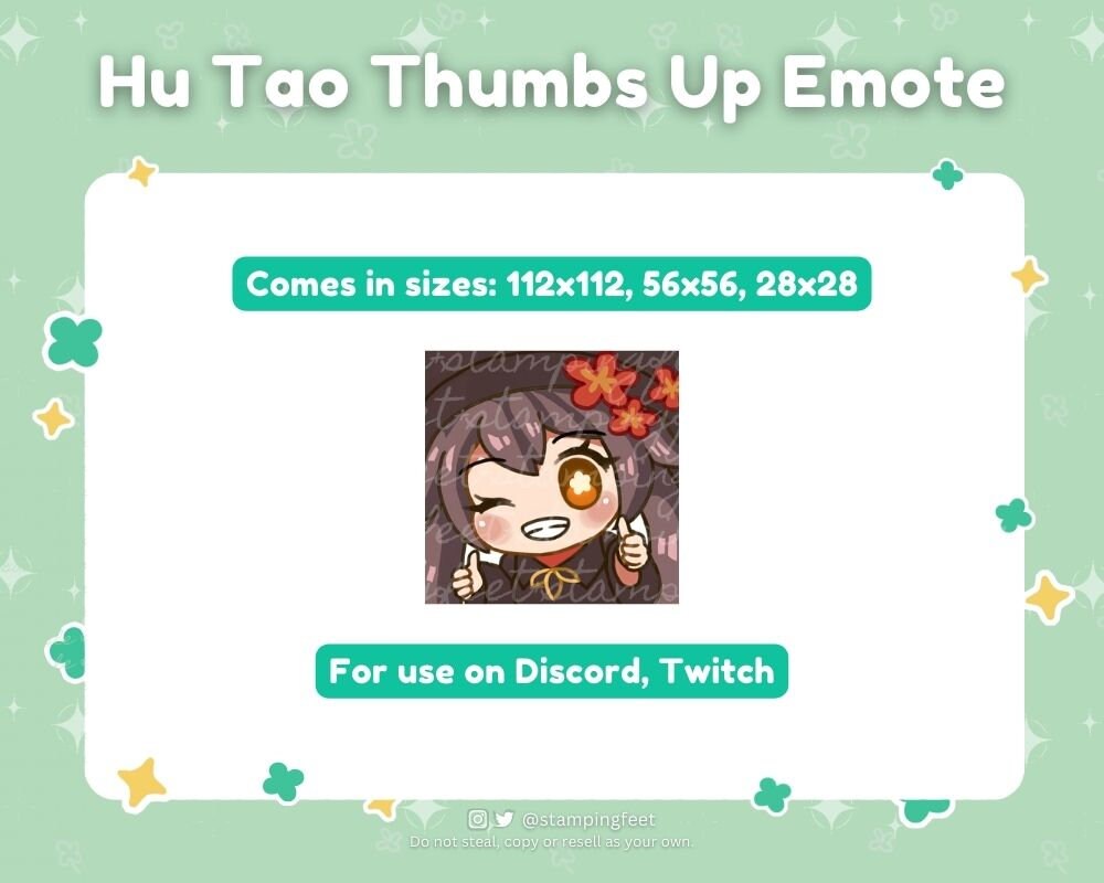 Hu Tao Thumbs up Cute Genshin Impact Chibi Emotes for Twitch Discord ...