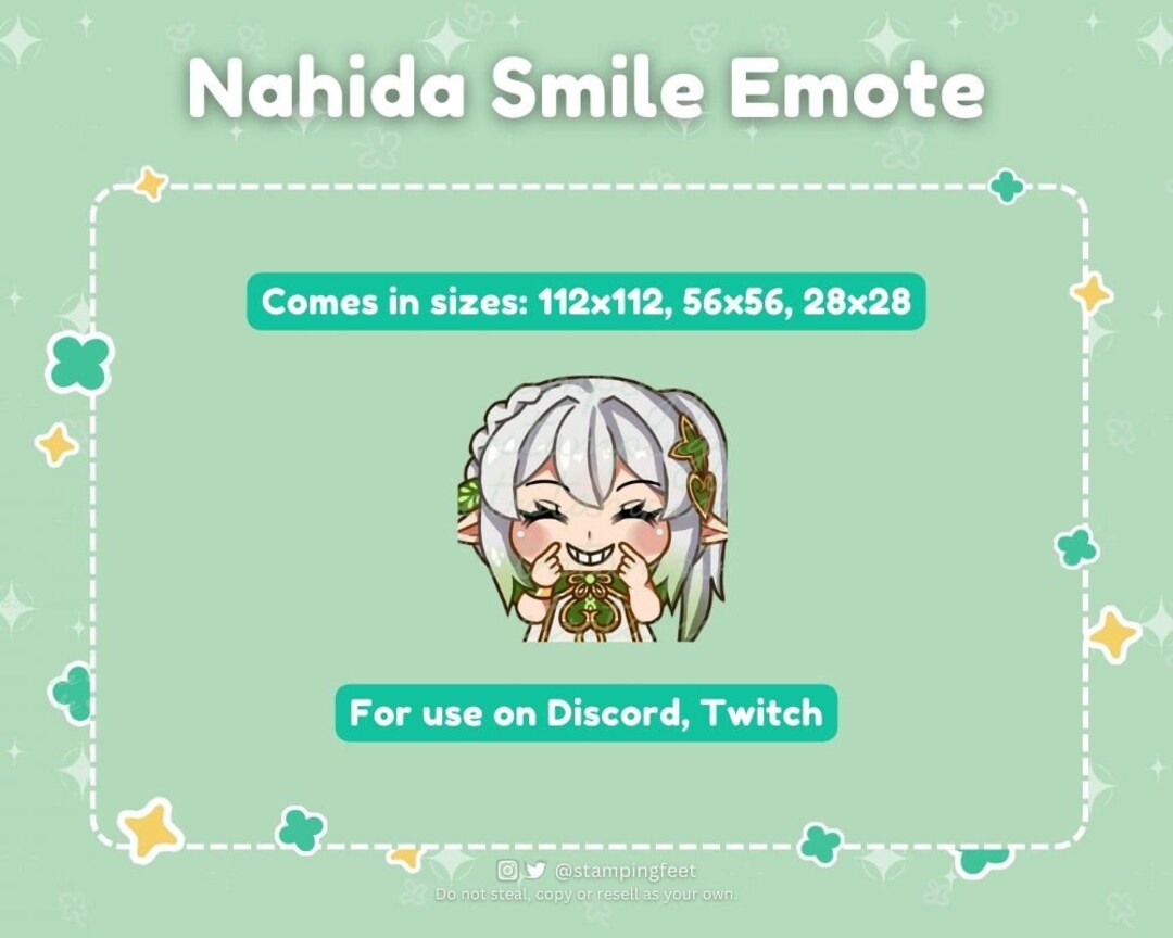 Nahida Smile Cute Genshin Impact Chibi Emotes for Twitch Discord - Etsy