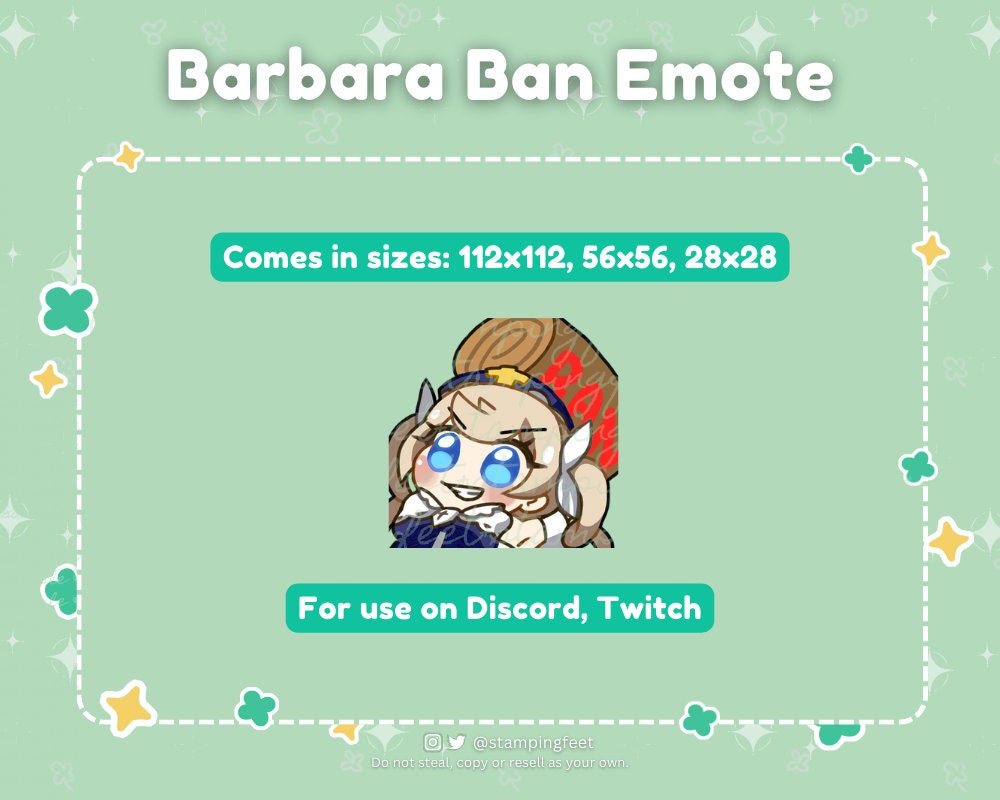 Ban Hammer Barbara Cute Genshin Impact Chibi Emotes for Twitch Discord ...