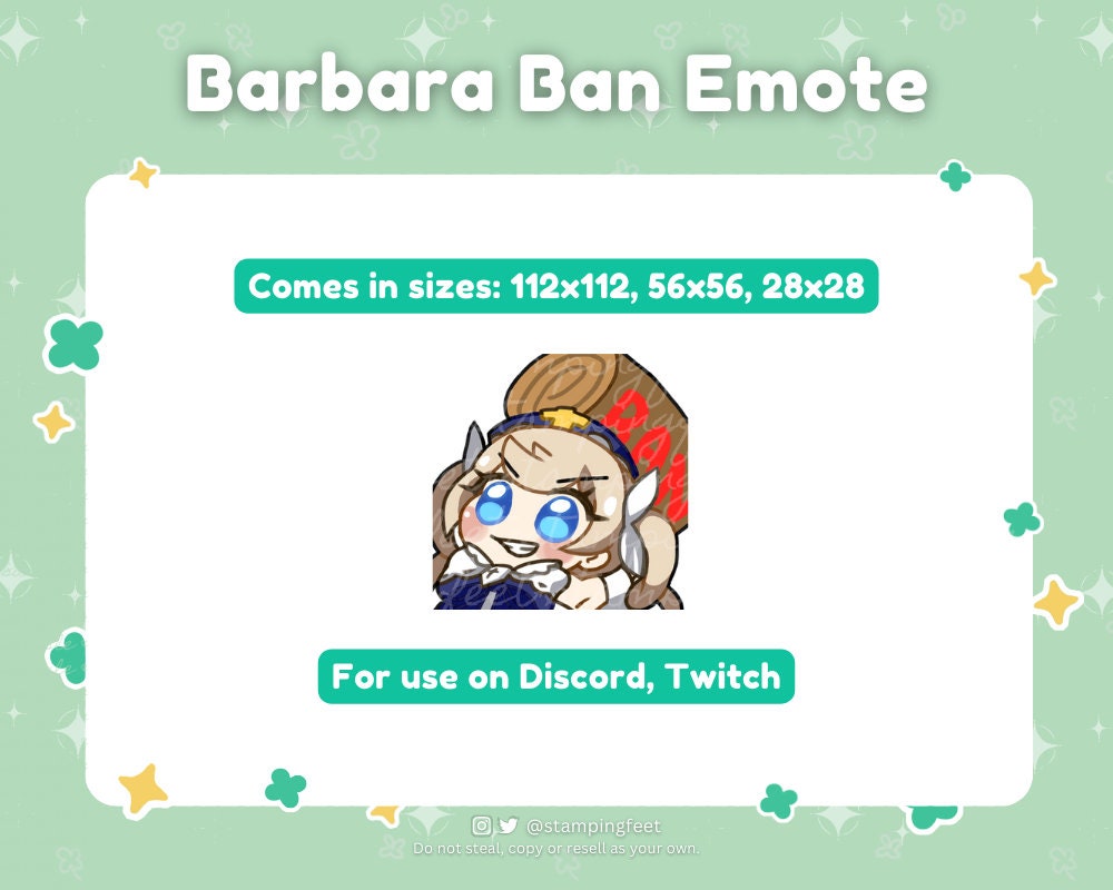 Ban Hammer Barbara Cute Genshin Impact Chibi Emotes for Twitch Discord ...