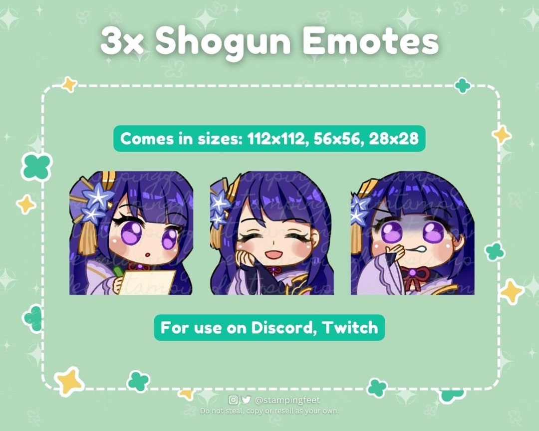 Raiden Shogun Genshin Impact Cute Chibi Emotes for Twitch Discord ...