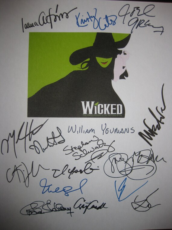 Wicked Signed Broadway Musical Script X16 Kristin Chenoweth | Etsy