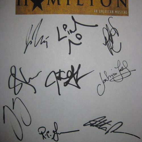 Hamilton Script Broadway Lyrics Signed 10X Lin-manuel Miranda - Etsy