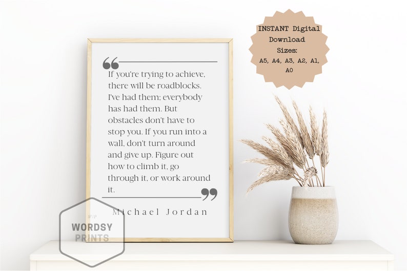 Michael Jordan Roadblocks Quote Printable, Michael Jordan Wall Art ...