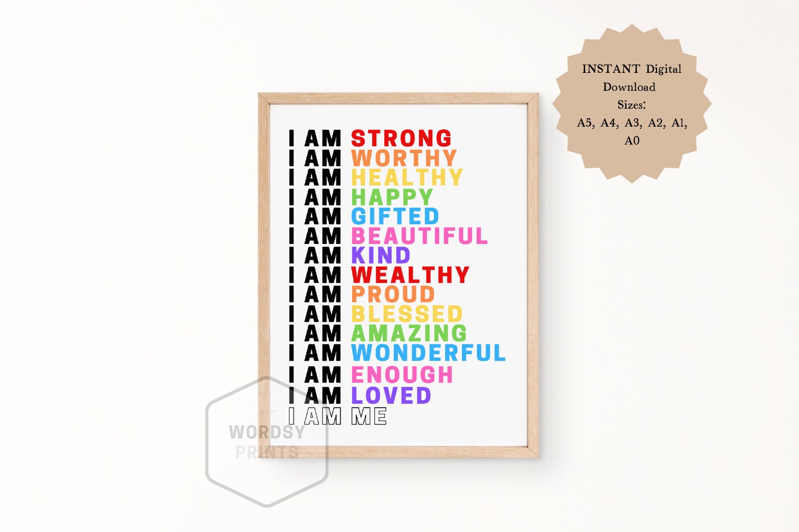 I Am Affirmations Poster - Digital Download, Printable Motivational Art ...