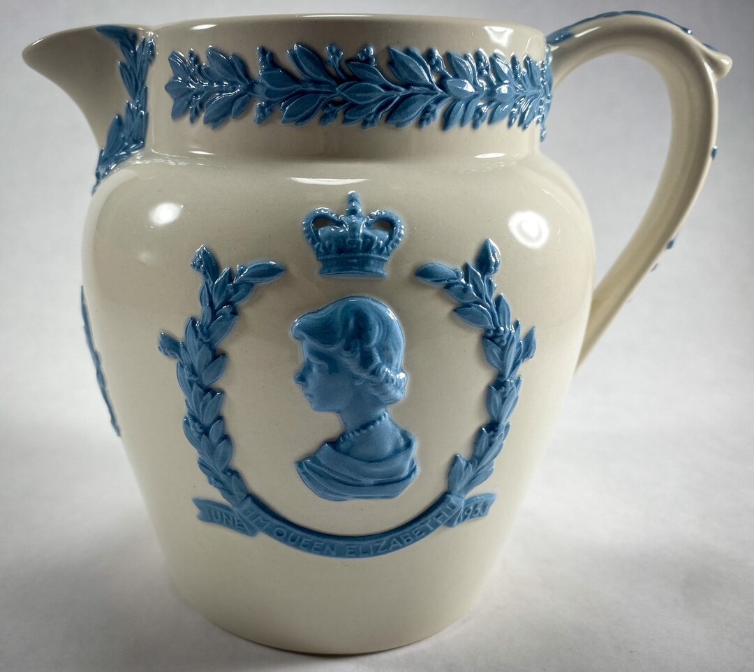 Vintage Wedgwood Embossed Pitcher – Queen Elizabeth II Coronation 1953 ...