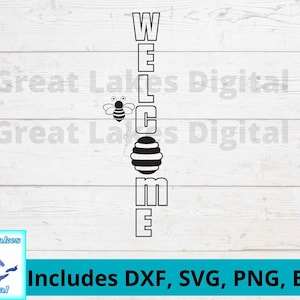 Vertical Welcome Sign Bee Theme Digital File Svg,dxf,eps, Png Included ...