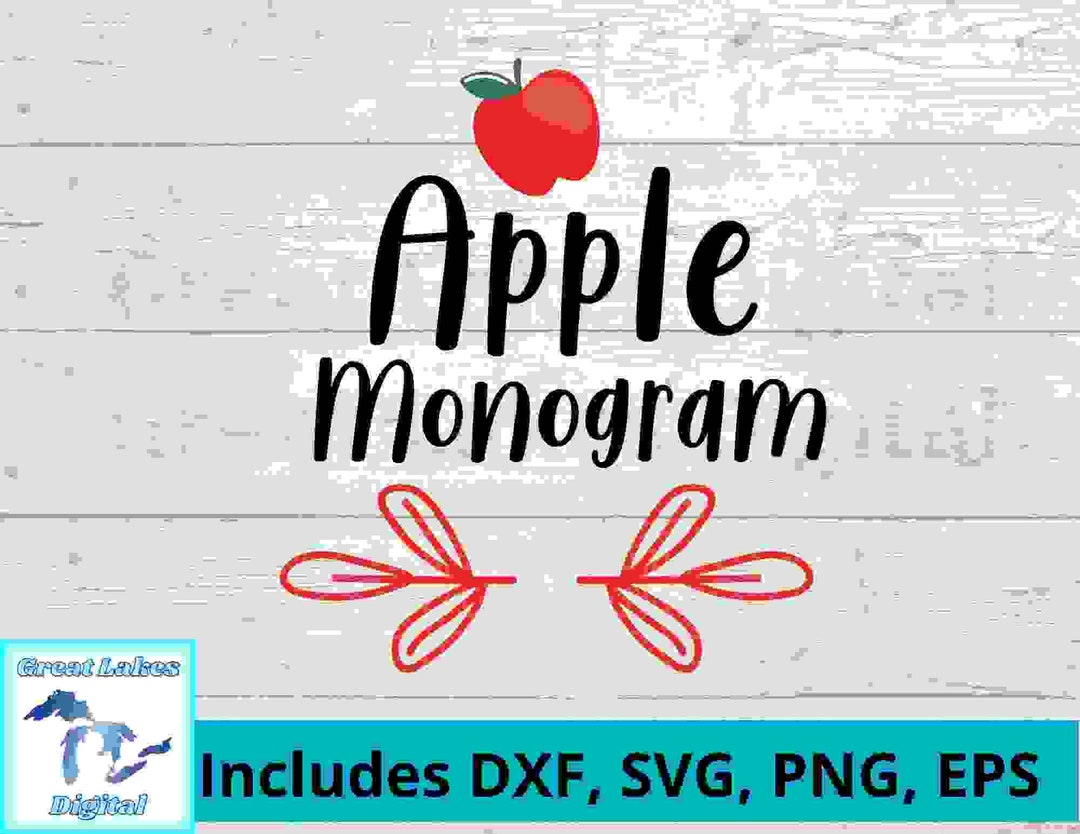 Apple Monogram Digital File, Png, Svg. Dxf, Eps Files All Included ...