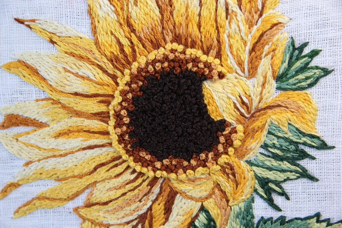 Sunflower Embroidery Pattern Video Tutorial. Digital - Etsy