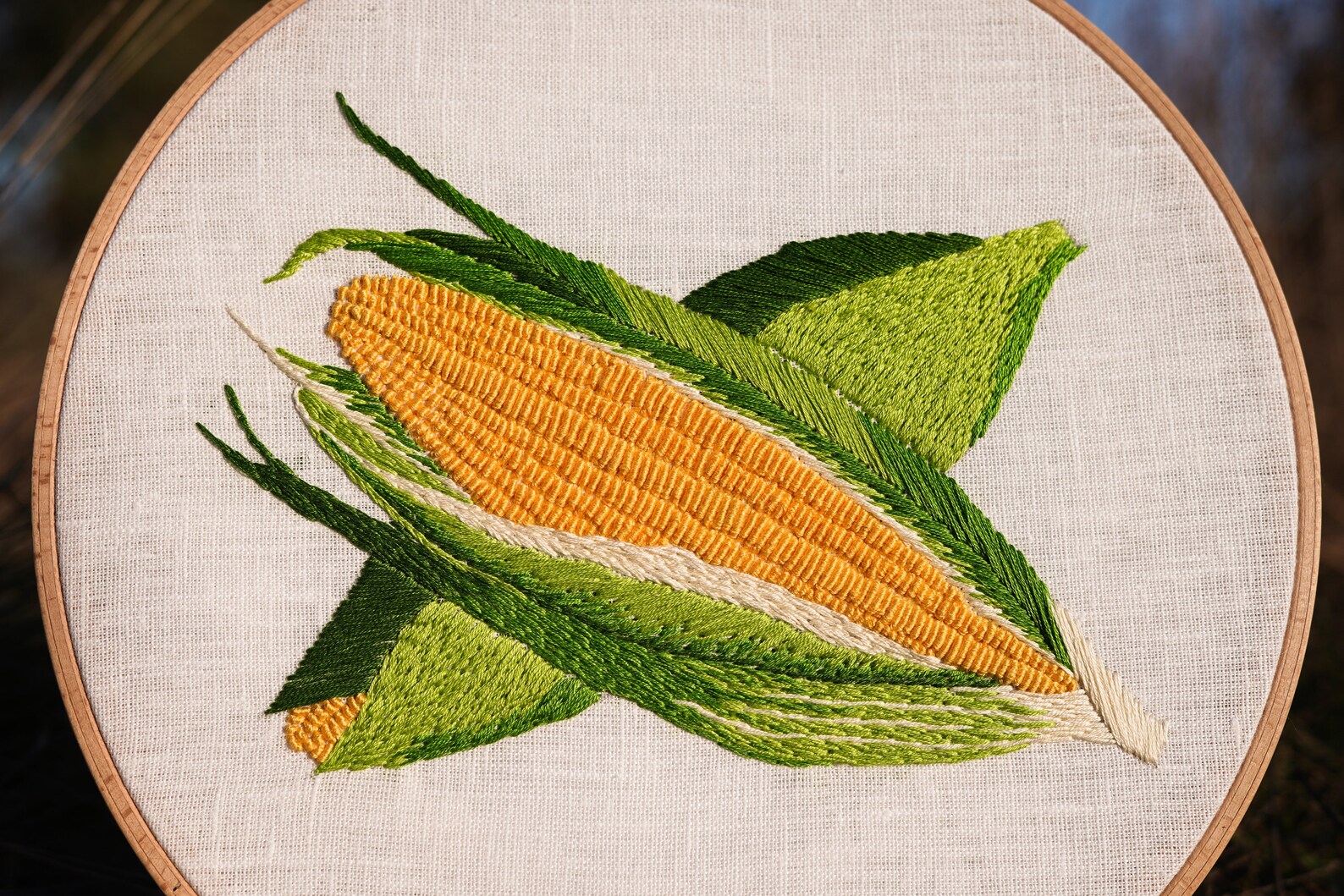 Corn Embroidery Pattern Video Tutorial Vegetable Embroidery | Etsy