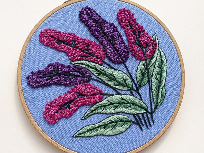 Lilac Bouquet Embroidery Pattern Video Tutorial Floral - Etsy