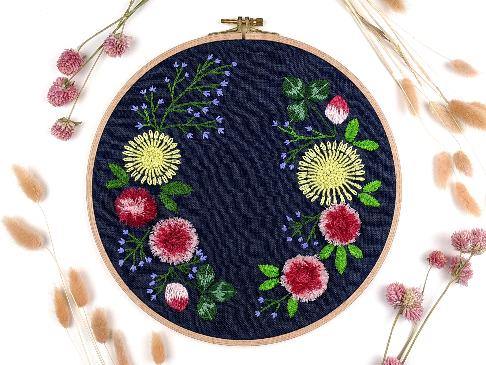 Blooming Flower Wreath Embroidery Pattern Video Tutorial - Etsy