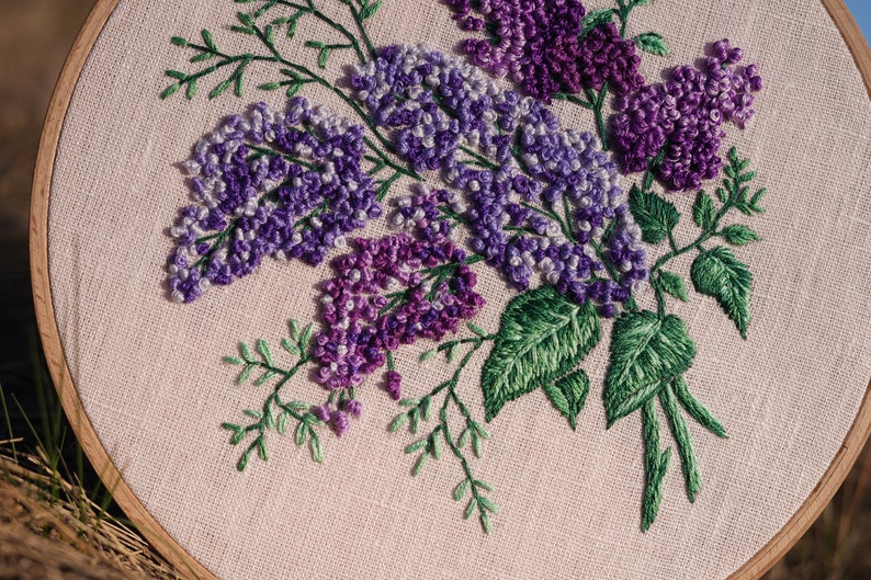 Lilac Embroidery Pattern Video Tutorial Flower Embroidery - Etsy