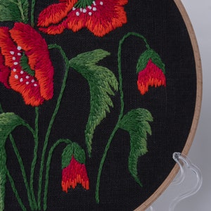 Red Poppy Embroidery Pattern + Video Tutorial, Flower Embroidery Pdf ...