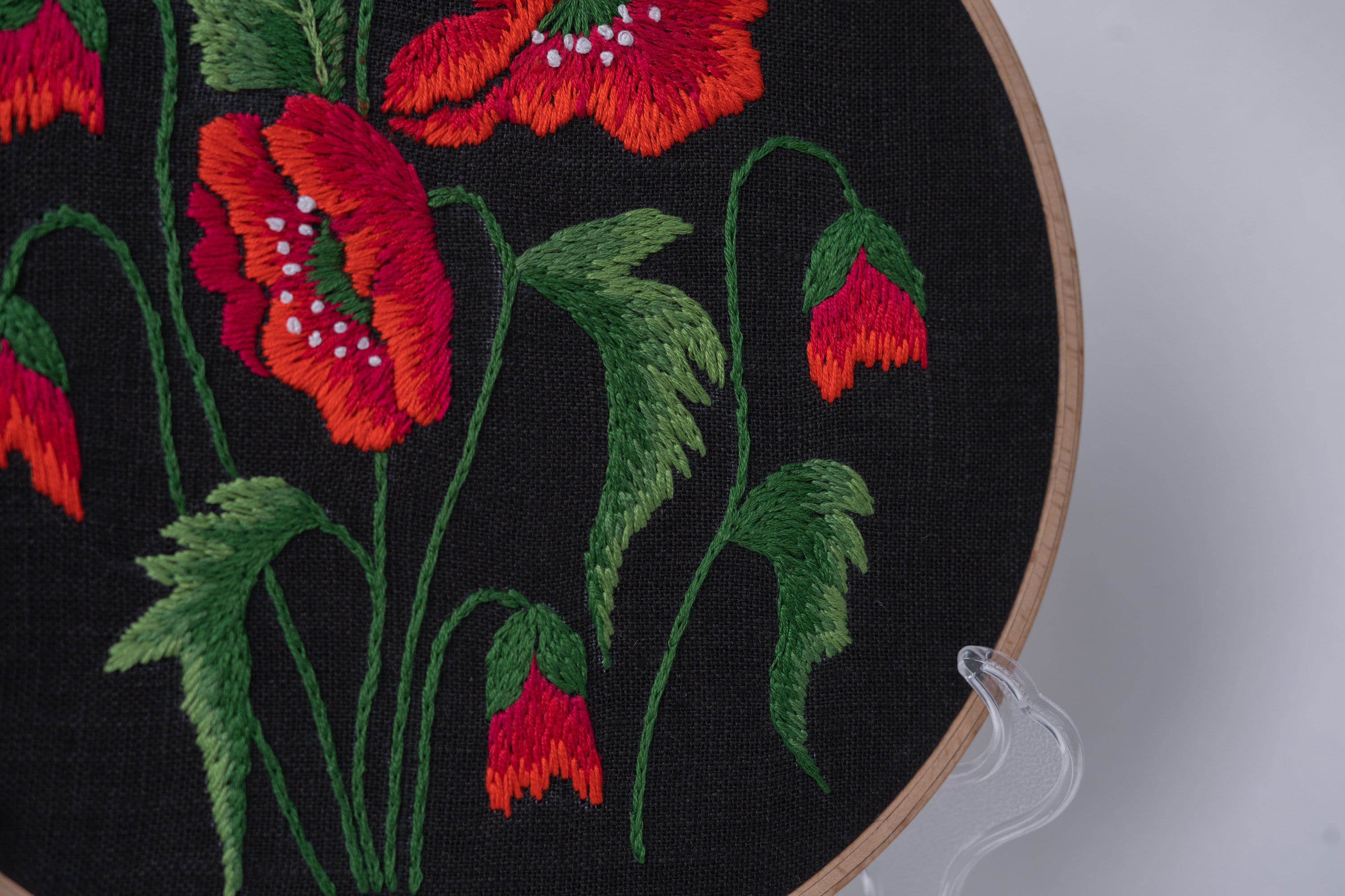 Red Poppy Embroidery Pattern Video Tutorial Flower - Etsy