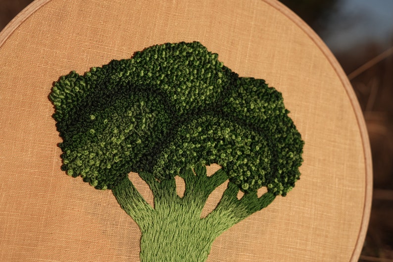 Broccoli Embroidery Pattern + Video Tutorial, Vegetable Embroidery Pdf ...