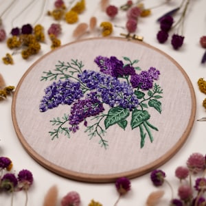 Lilac Embroidery Pattern + Video Tutorial, Flower Embroidery Pdf ...