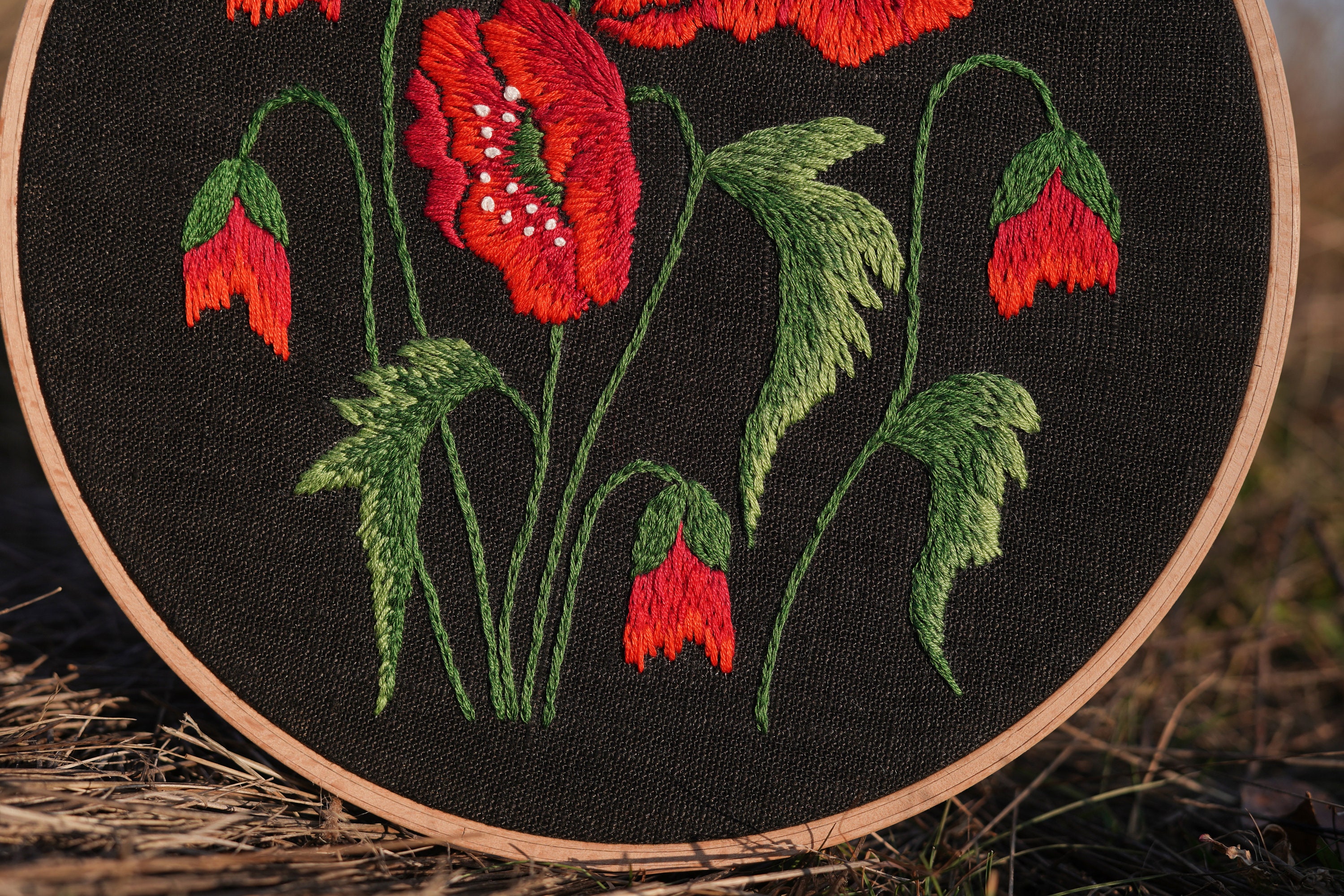 Red Poppy Embroidery Pattern + Video Tutorial, Flower Embroidery Pdf ...