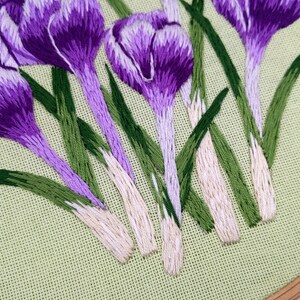 Violet Crocus Embroidery Pattern + Video Tutorial, Flower Embroidery ...