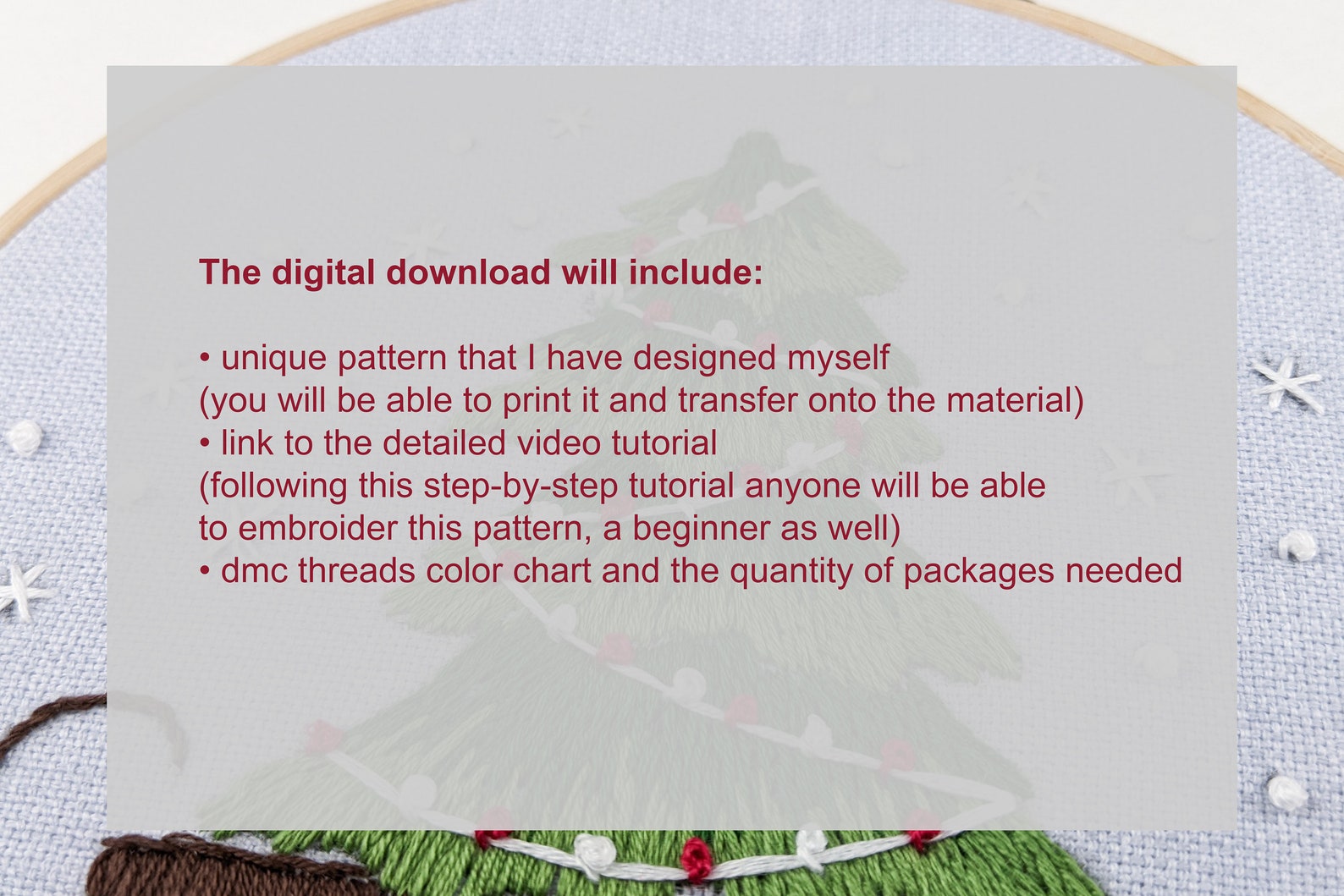 Christmas Tree Embroidery Pattern Video Tutorial Pine Tree - Etsy